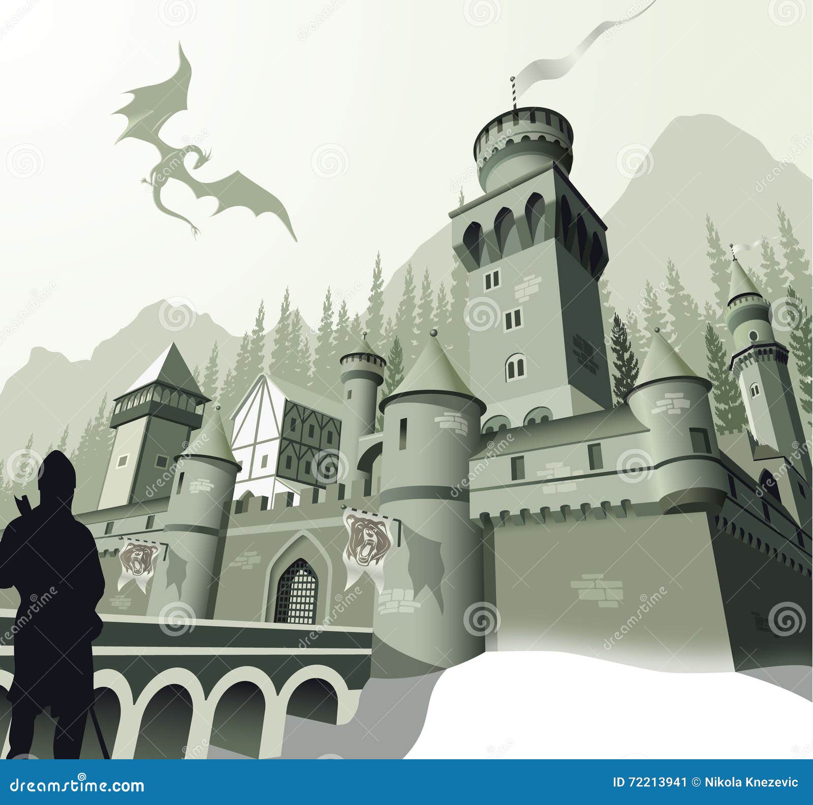 Winter Medieval Castles Design Vector Elements | CartoonDealer.com ...