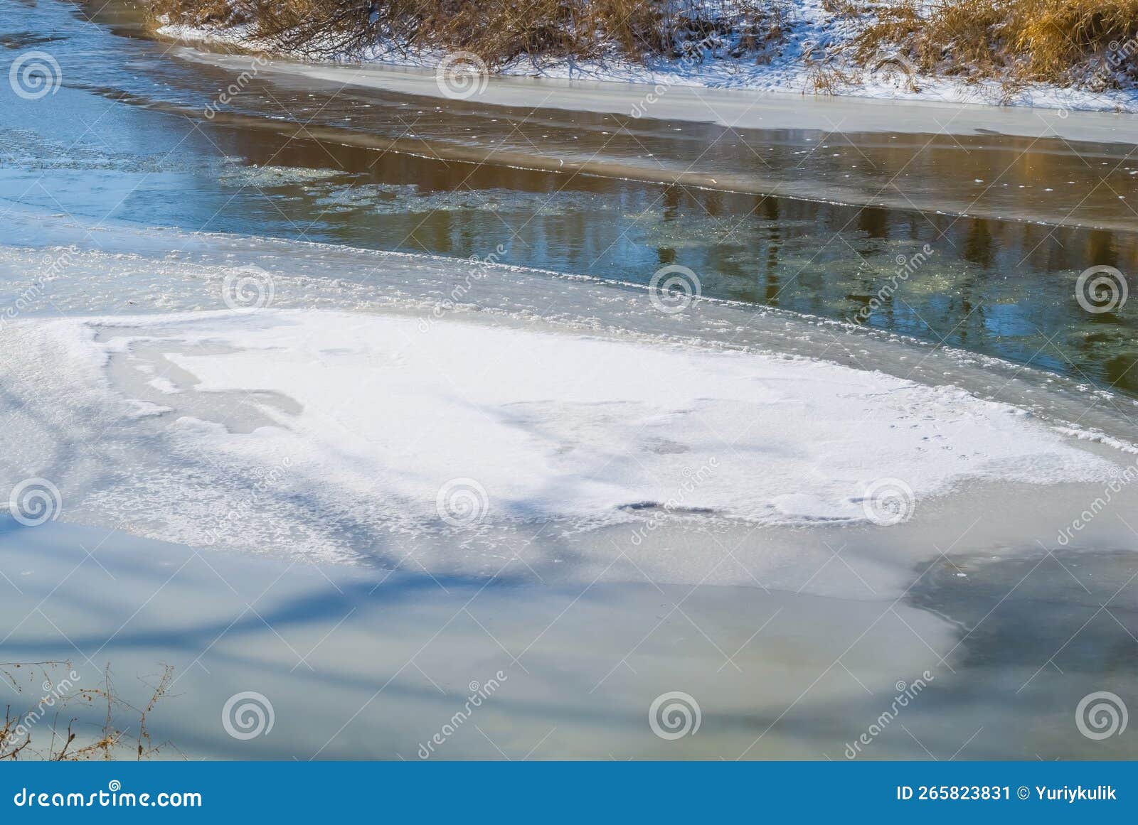 Winter Melting River Flow through the Ice Stock Image - Image of winter ...
