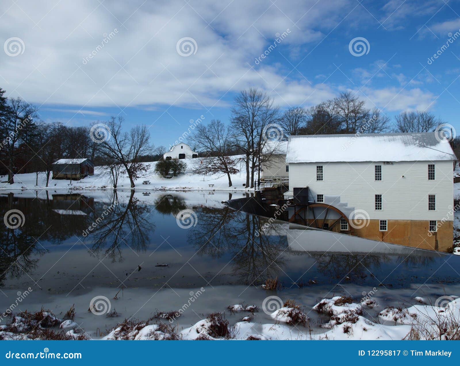 Winter mill scene stock image. Image of snow, rural, winter - 12295817
