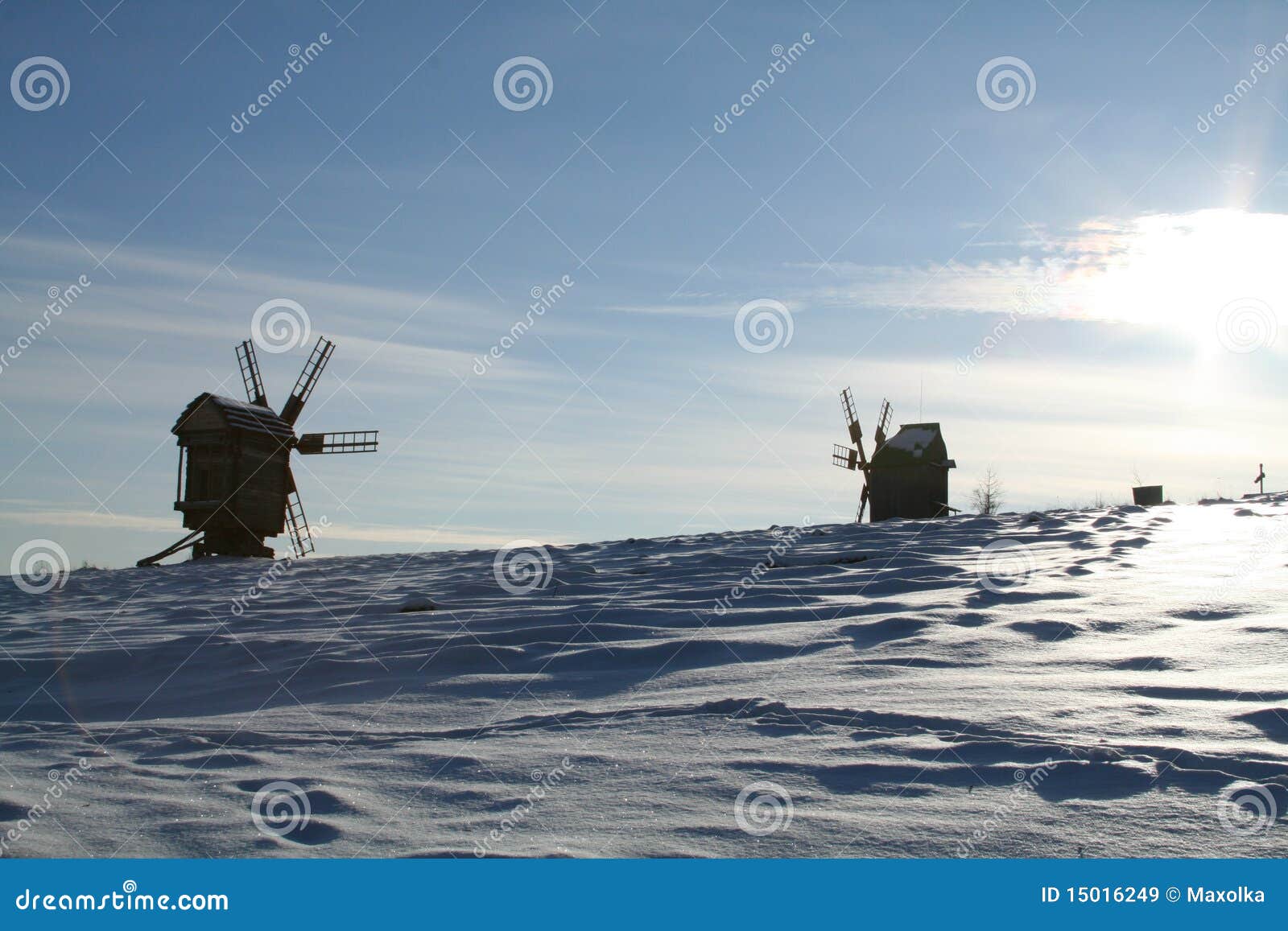 Winter mills stock image. Image of skansen, mill, sunny - 15016249