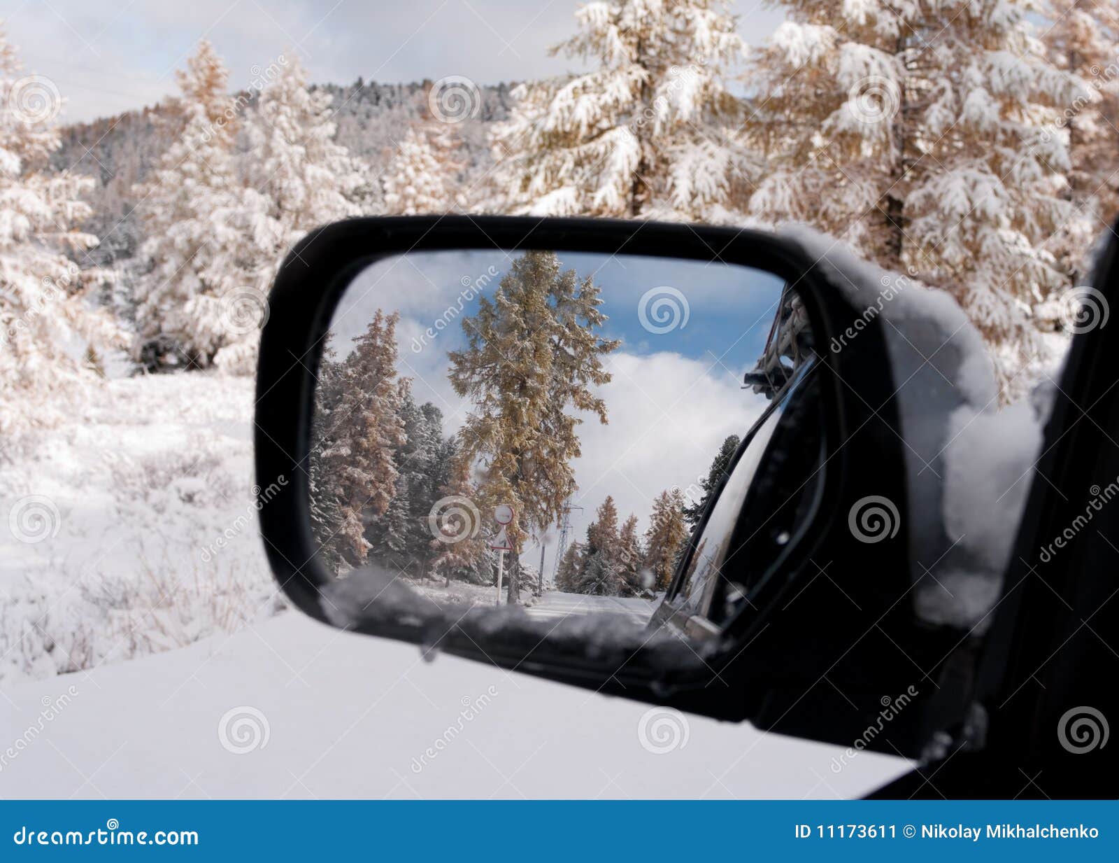 Winter in the mirror stock image. Image of tree, mirror - 11173611