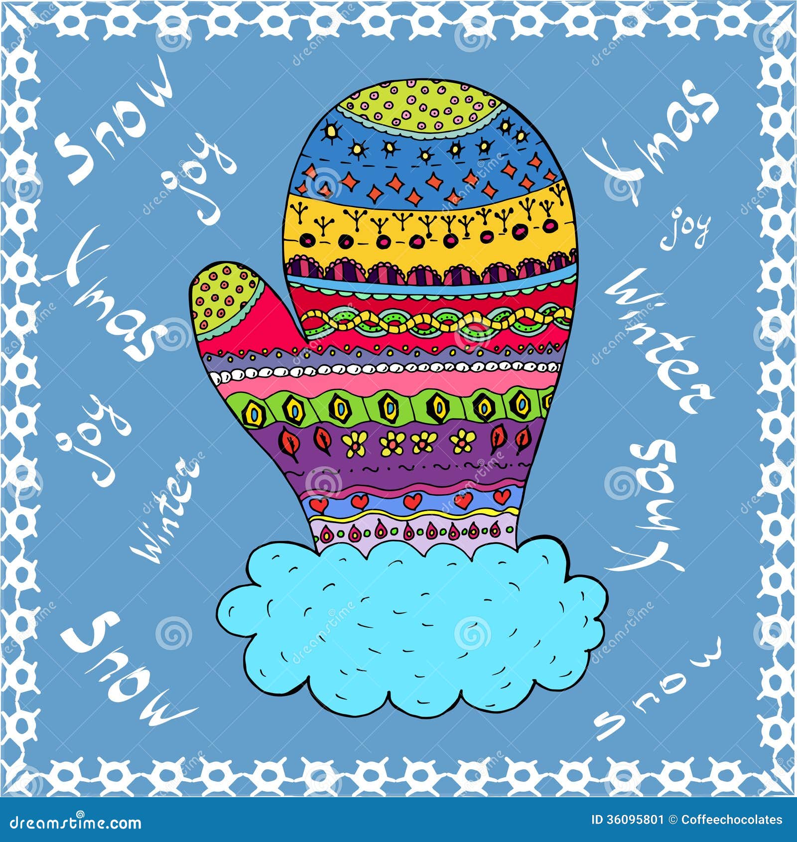 Winter mitten, vector stock vector. Illustration of vector - 36095801