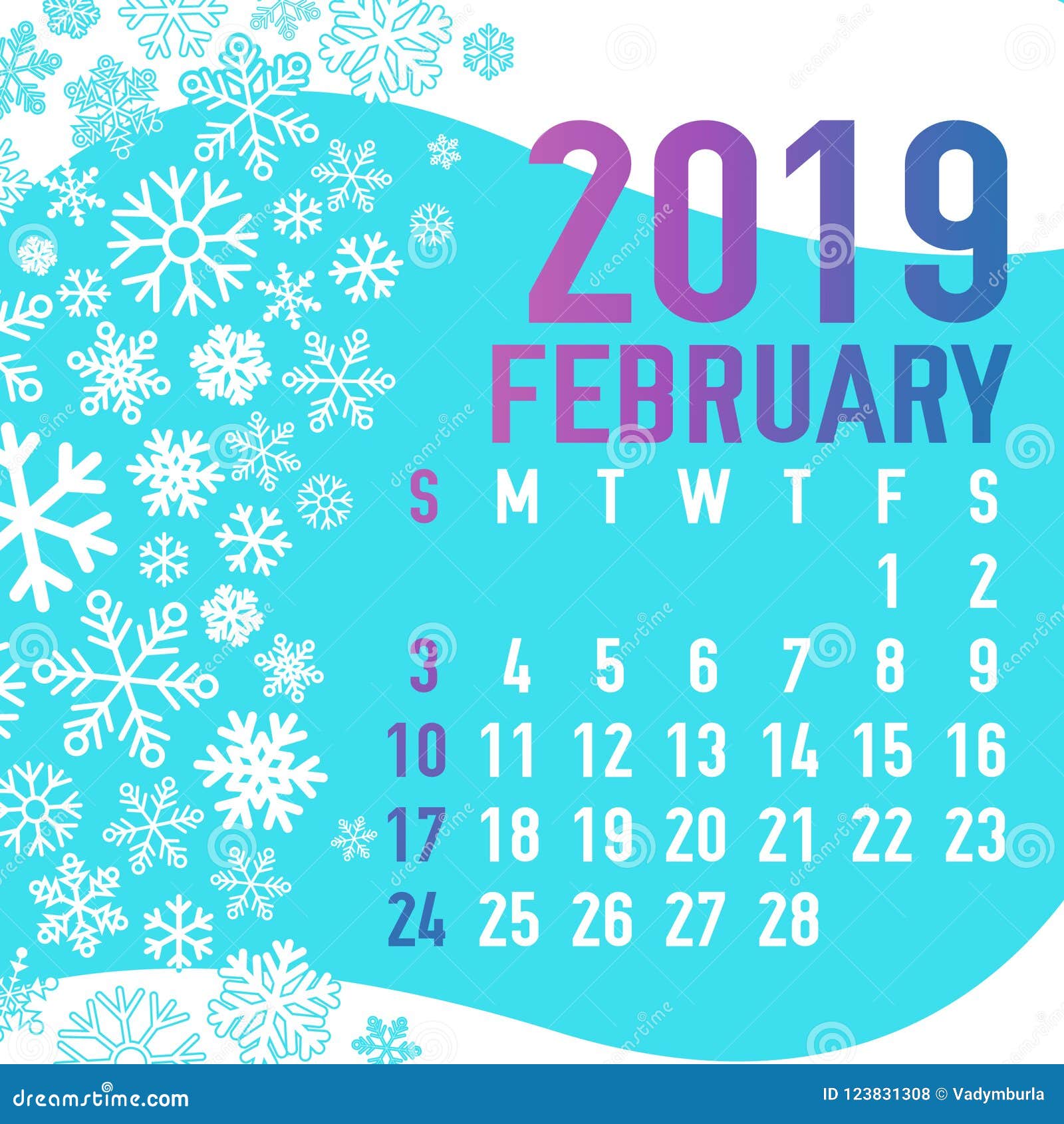 2019 Winter Months Calendar Template Stock Illustration - Illustration ...