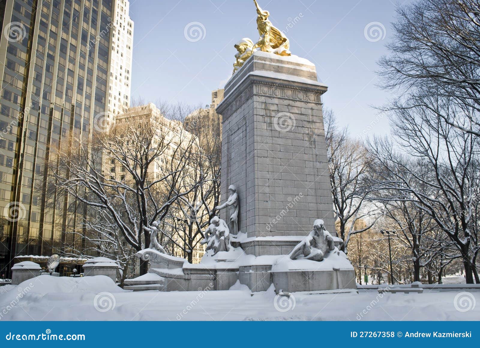 Winter Monument Central Park Stock Photo - Image of landmark, monument ...