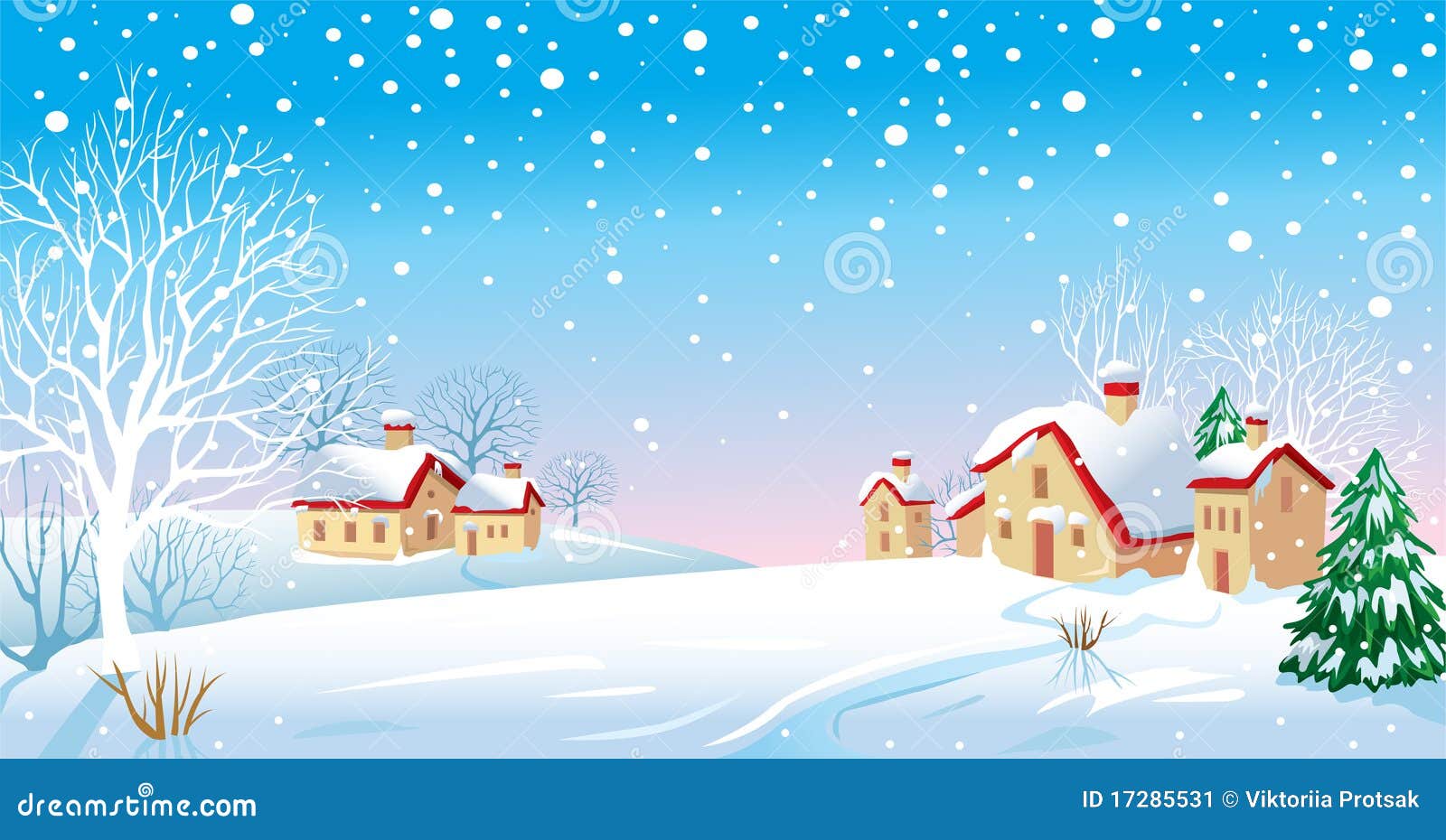 Winter Morning stock vector. Illustration of house, cottage - 17285531