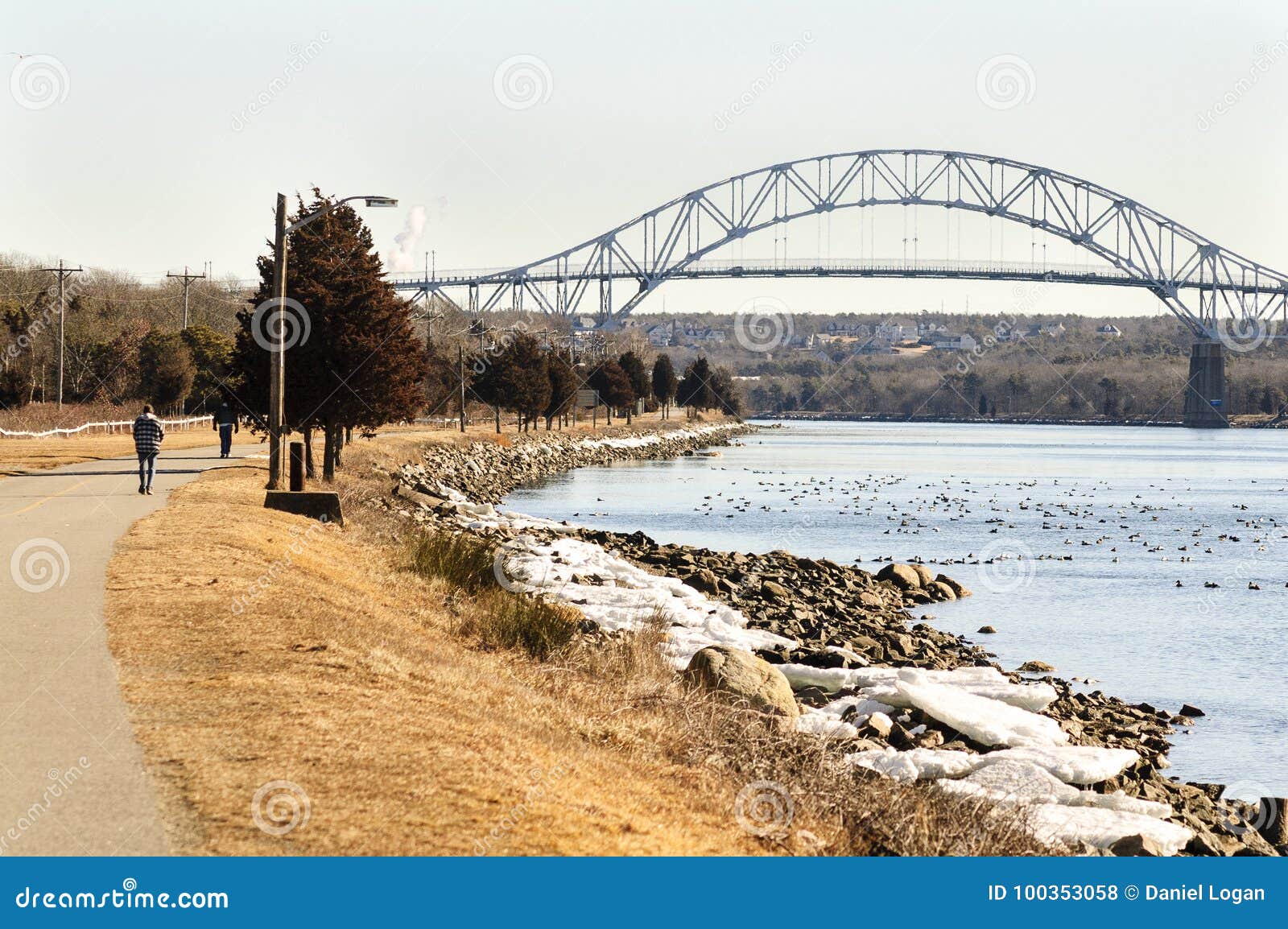 Winter Morning Cape Cod Canal Stock Photo - Image of canal, water ...