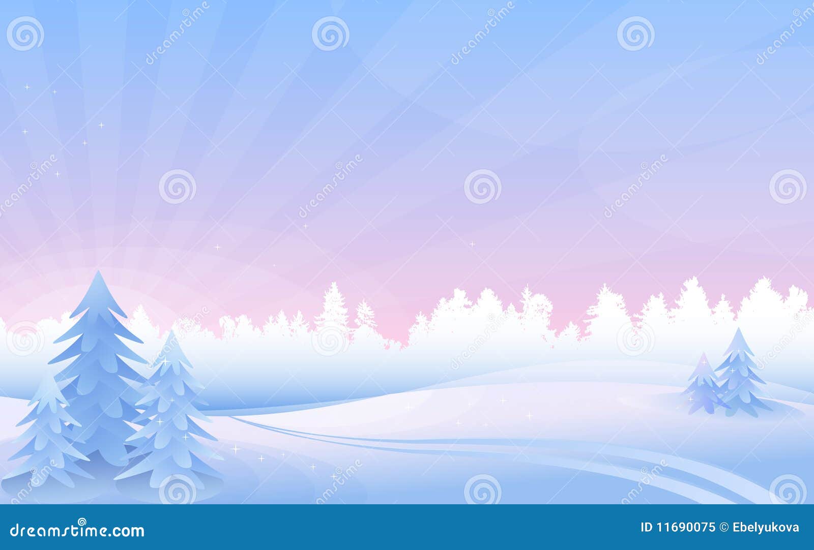 Winter morning landscape. stock vector. Illustration of morning - 11690075