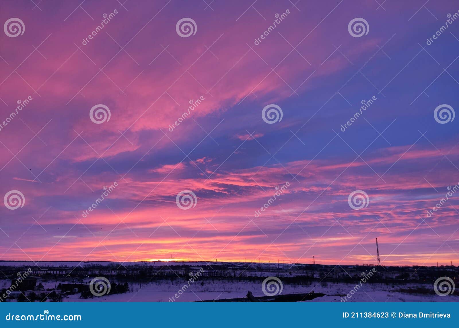 Winter Morning Pink Sunrise Stock Image - Image of russia, sunrise ...