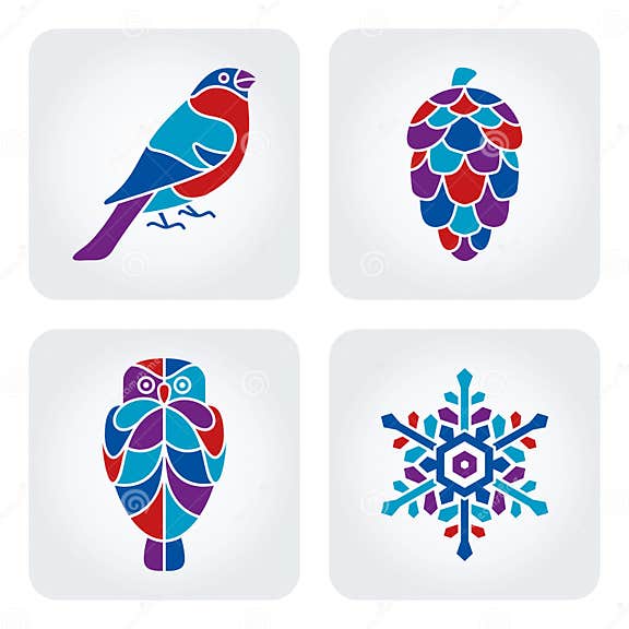 Winter mosaic icons stock vector. Illustration of cone - 46796184