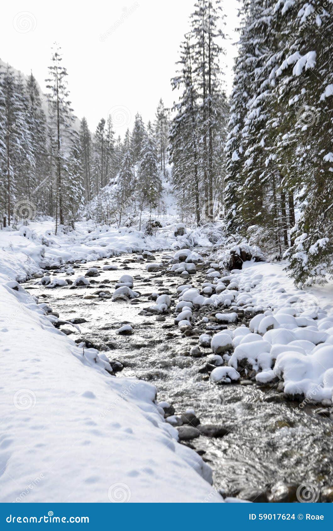 Winter Mountain Landscape with Falling Snow Stock Photo - Image of ...