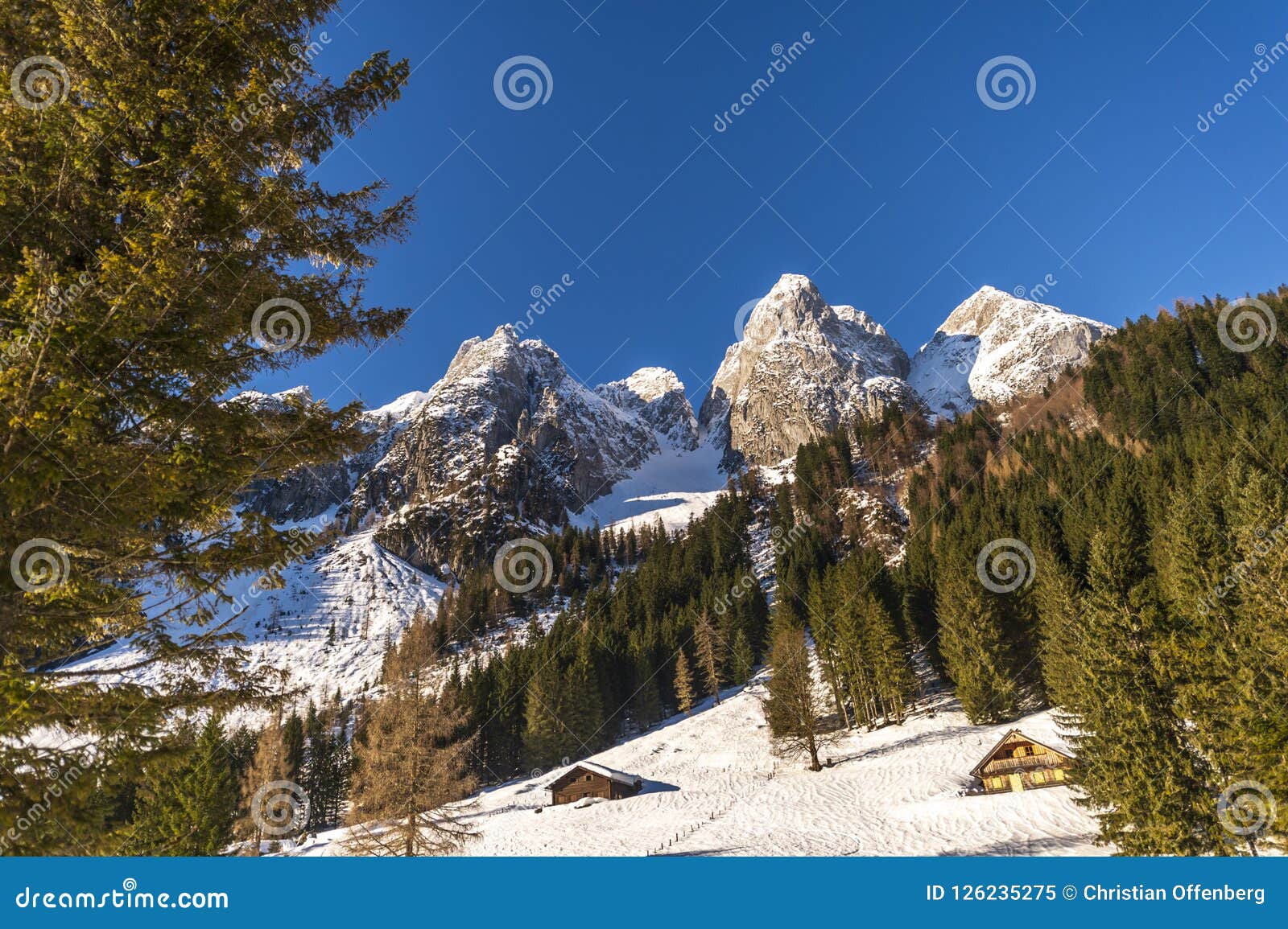 Winter Mountain Landscape at Gosausee, Austria Stock Image - Image of ...