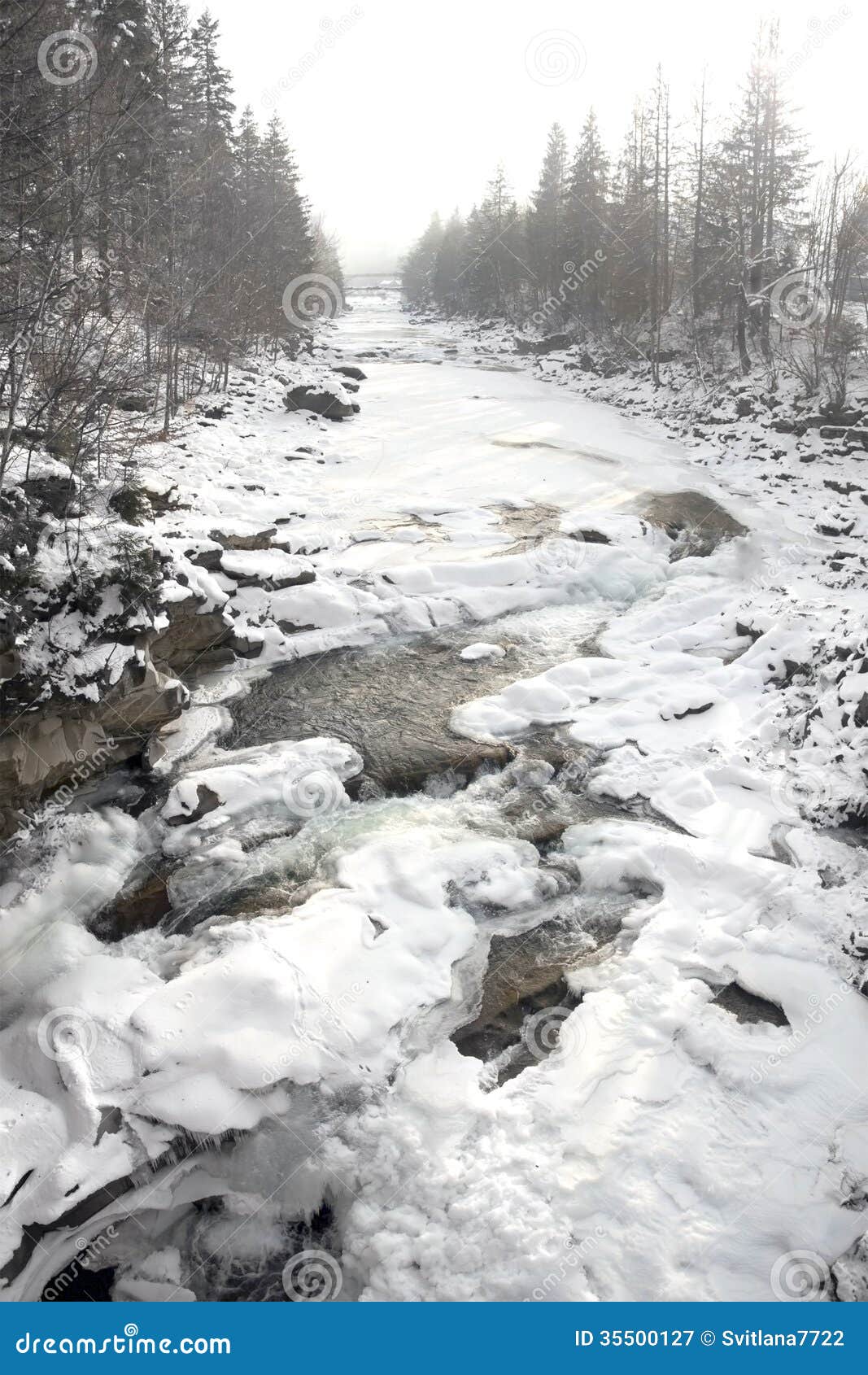 Winter mountain river. stock image. Image of rapid, snow - 35500127