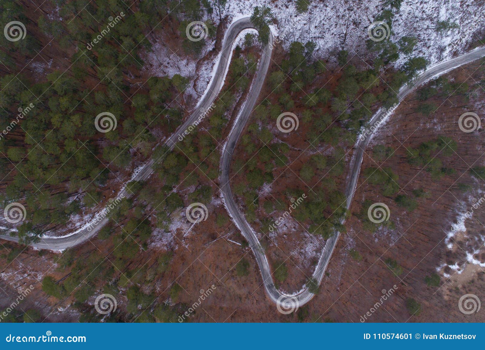 Winter Mountain Road View from Above Stock Image - Image of natural ...