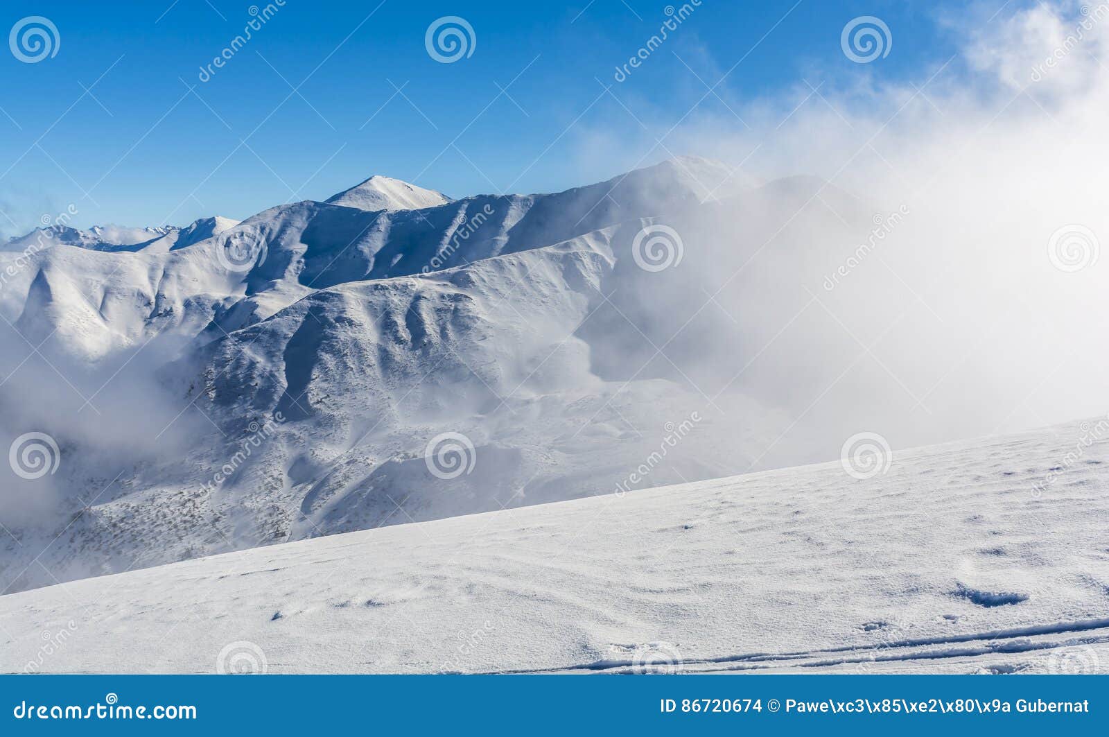 Winter mountain view. stock photo. Image of tourism, scenery - 86720674