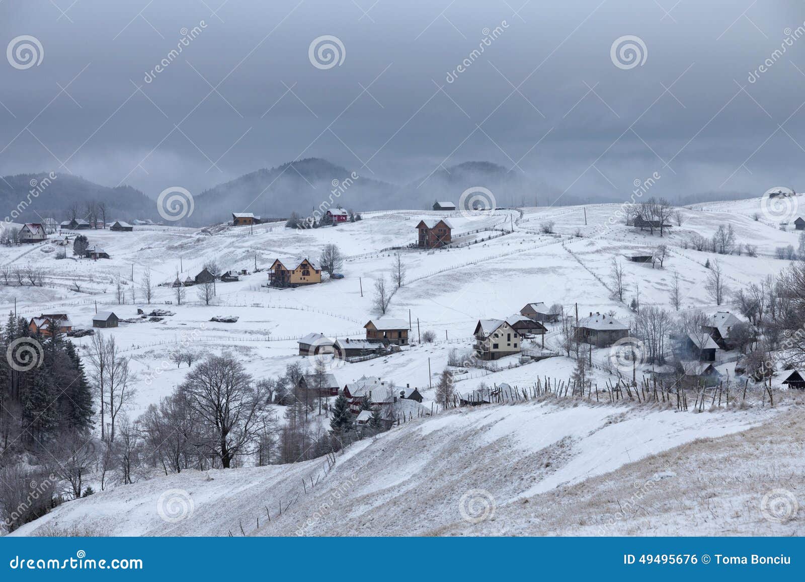 Winter mountain village stock photo. Image of rural, cottages - 49495676