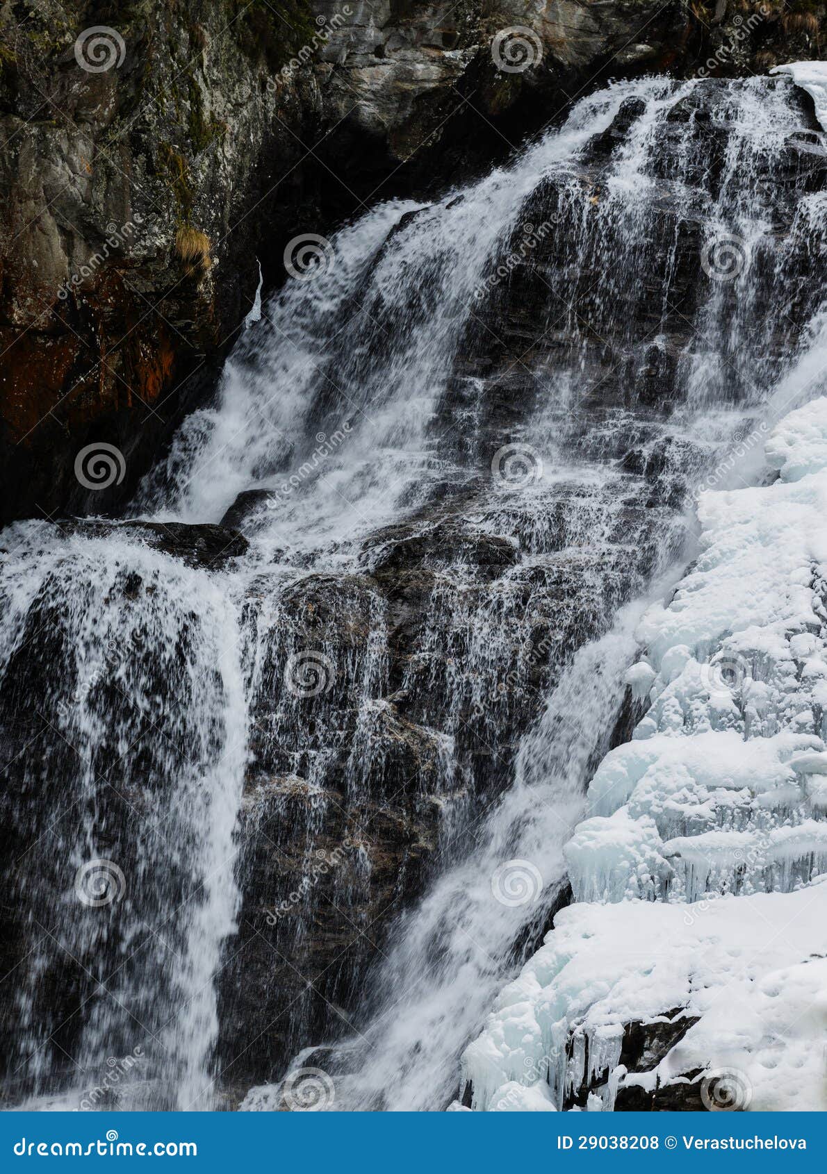 Winter mountain waterfall stock photo. Image of high - 29038208