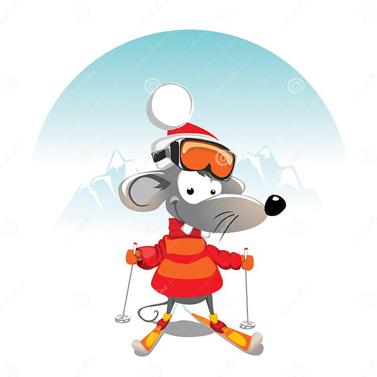 Winter mouse stock vector. Illustration of painting, frame - 3874637