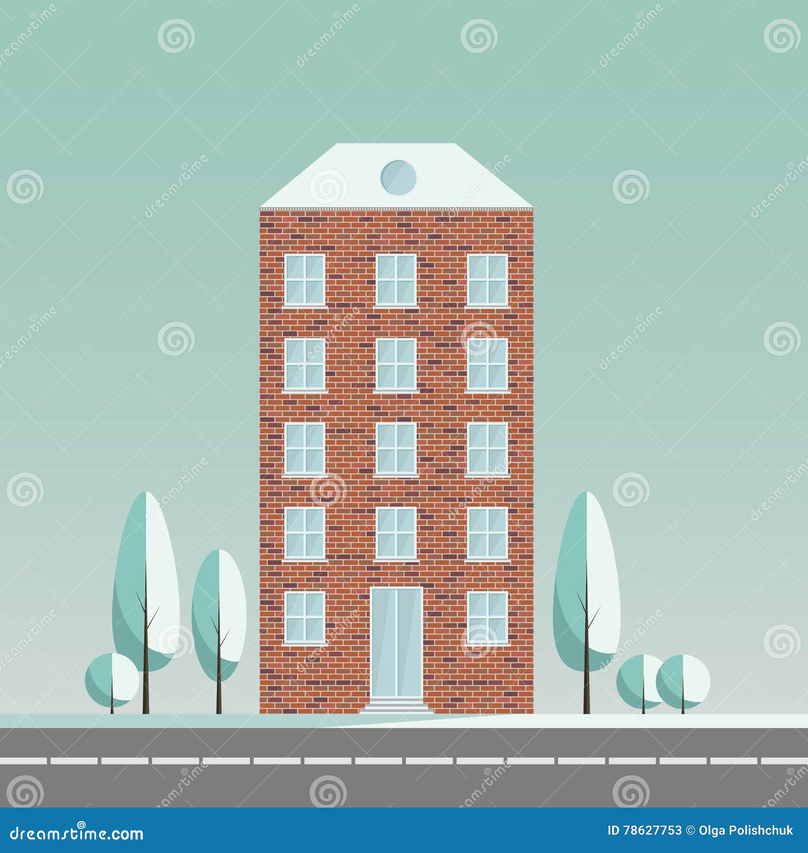 Brick Two-storey House Icon Cartoon Vector | CartoonDealer.com #136791693