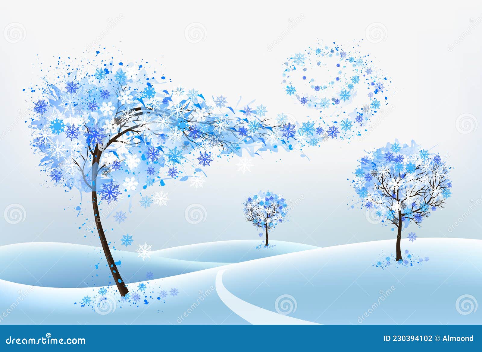 Winter Nature Background with Stylized Trees Representing Season Stock ...