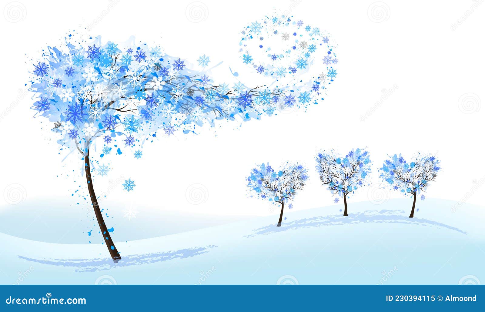 Winter Nature Background with Stylized Trees Representing Season Stock ...