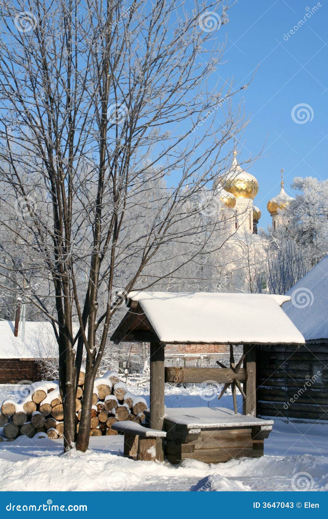 Winter Nature. Old Wood Well Stock Image - Image of heaven, decoration ...