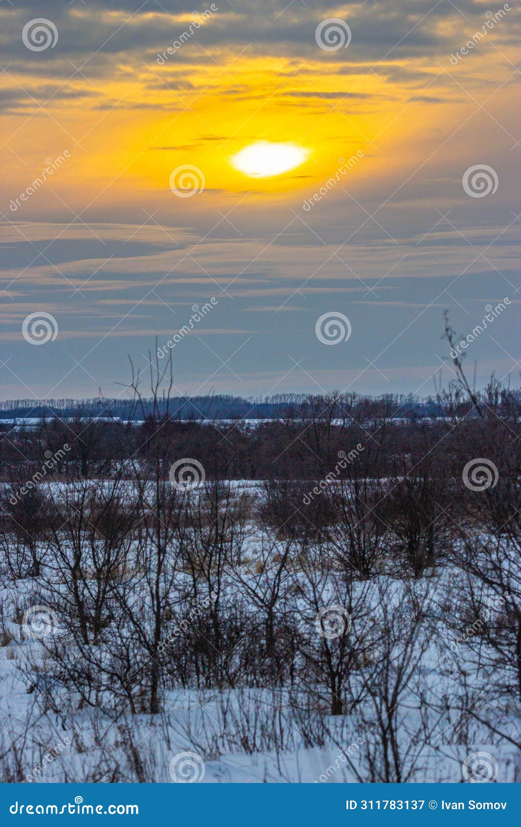 Winter Nature in the Russian Countryside at Sunset Stock Image - Image ...