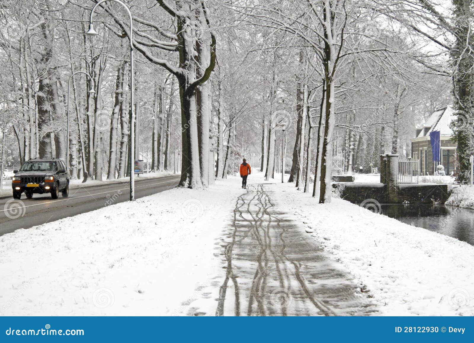 Winter in the Netherlands stock photo. Image of cars - 28122930
