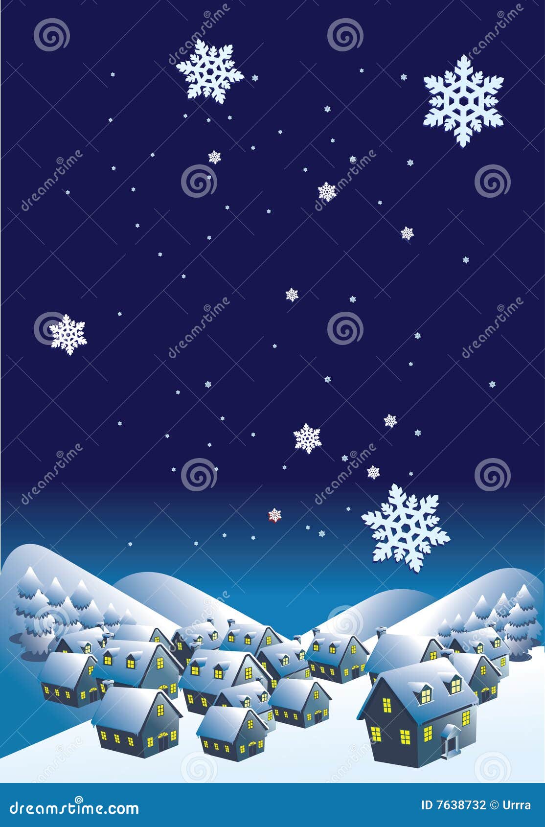 Winter_night stock vector. Illustration of silence, silhouette - 7638732