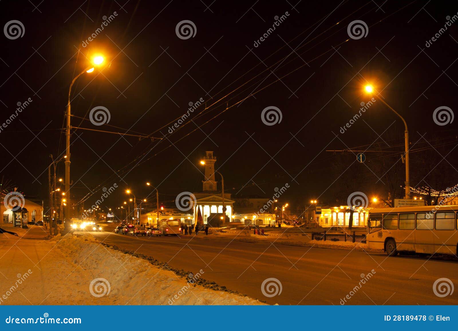 Winter night cityscape editorial stock photo. Image of frozen - 28189478