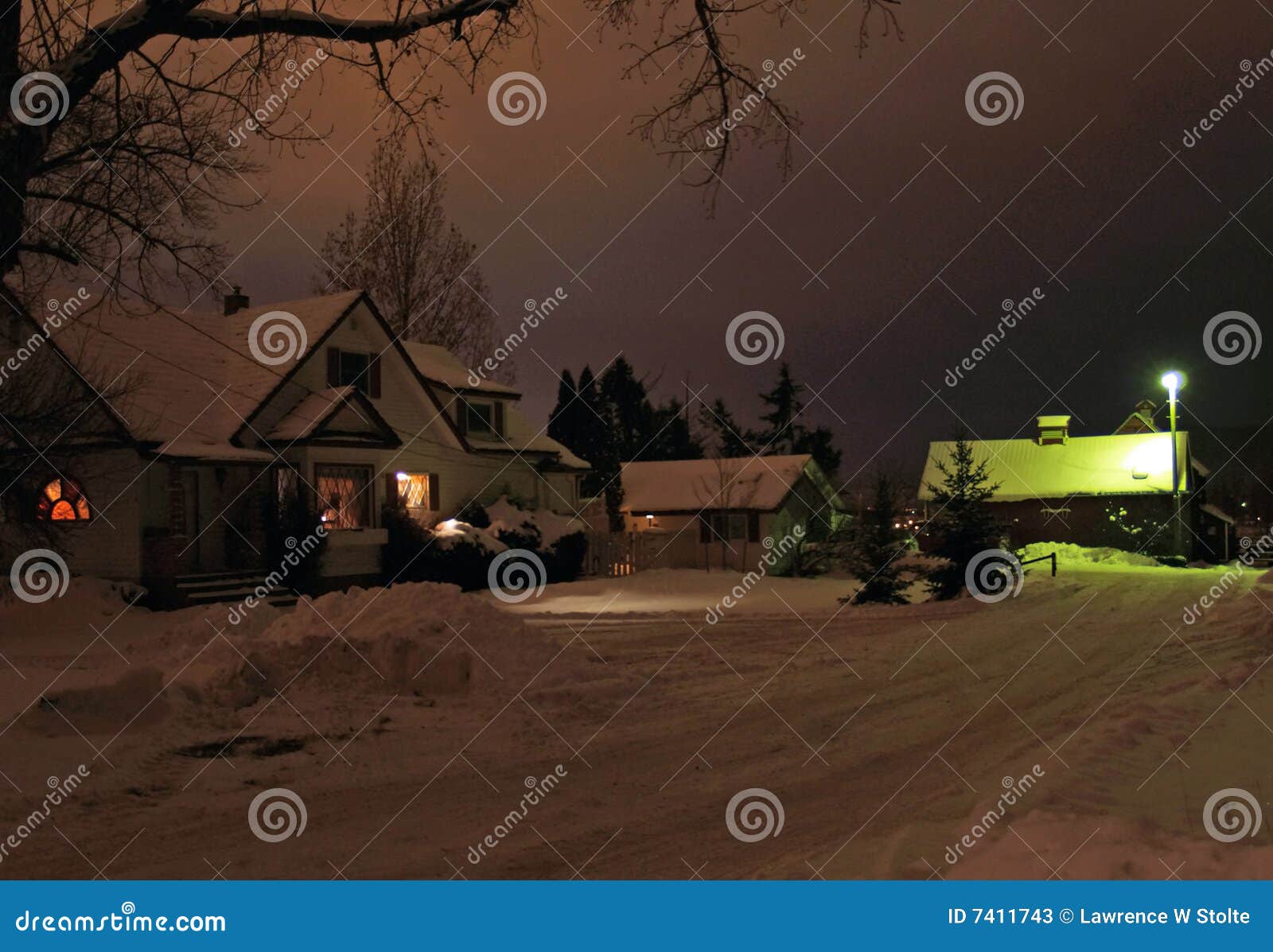 Winter Night at the Farm stock image. Image of winter - 7411743