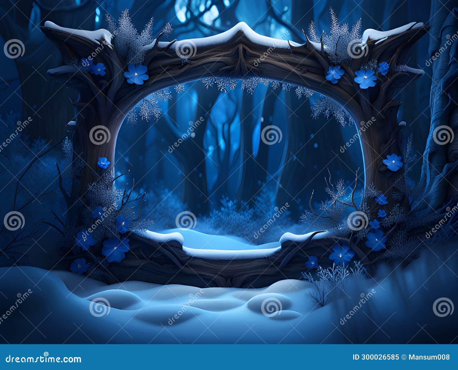 Winter Night Forest Scene Background Stock Illustration - Illustration ...