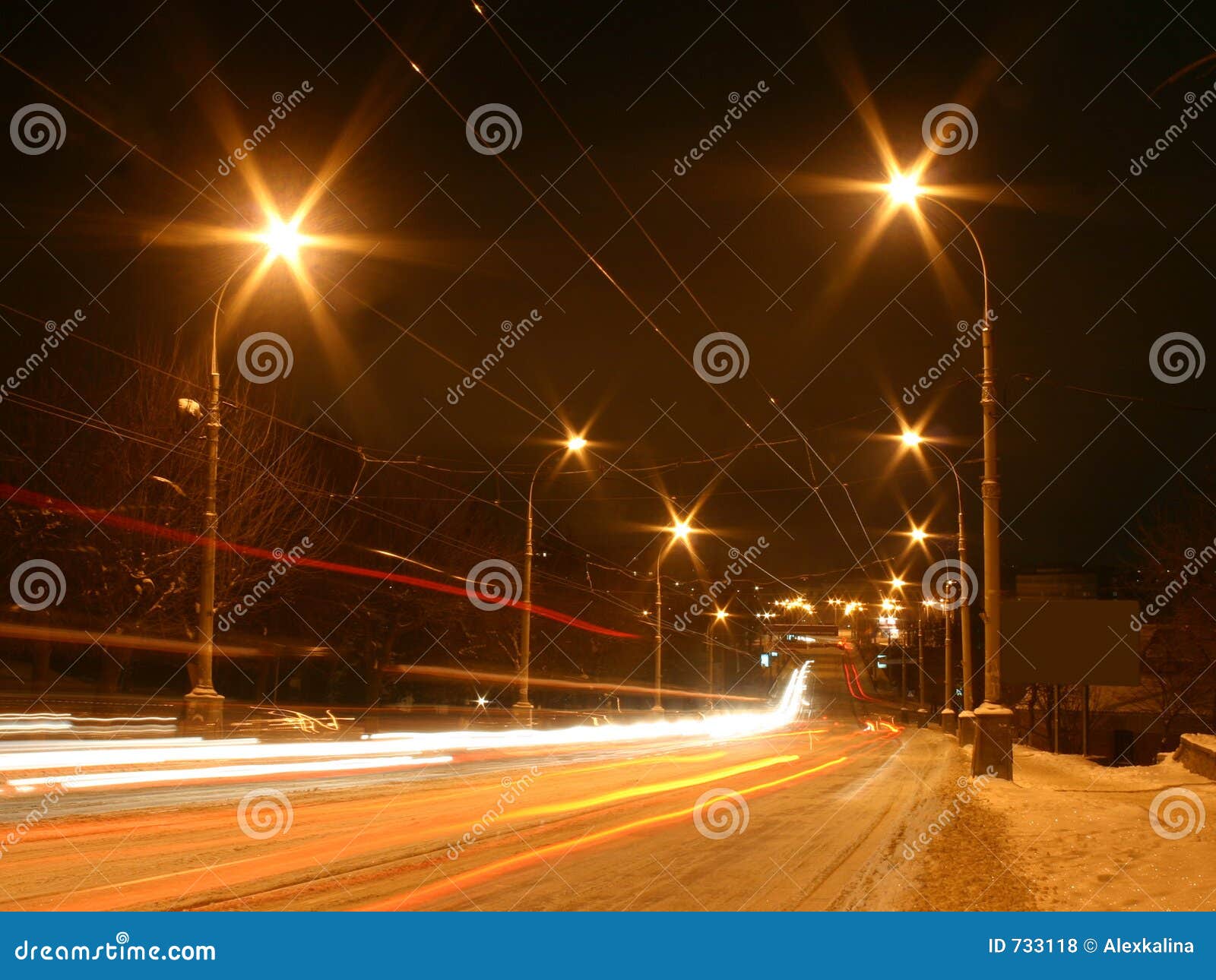 Winter night scene stock photo. Image of automotive, colorful - 733118