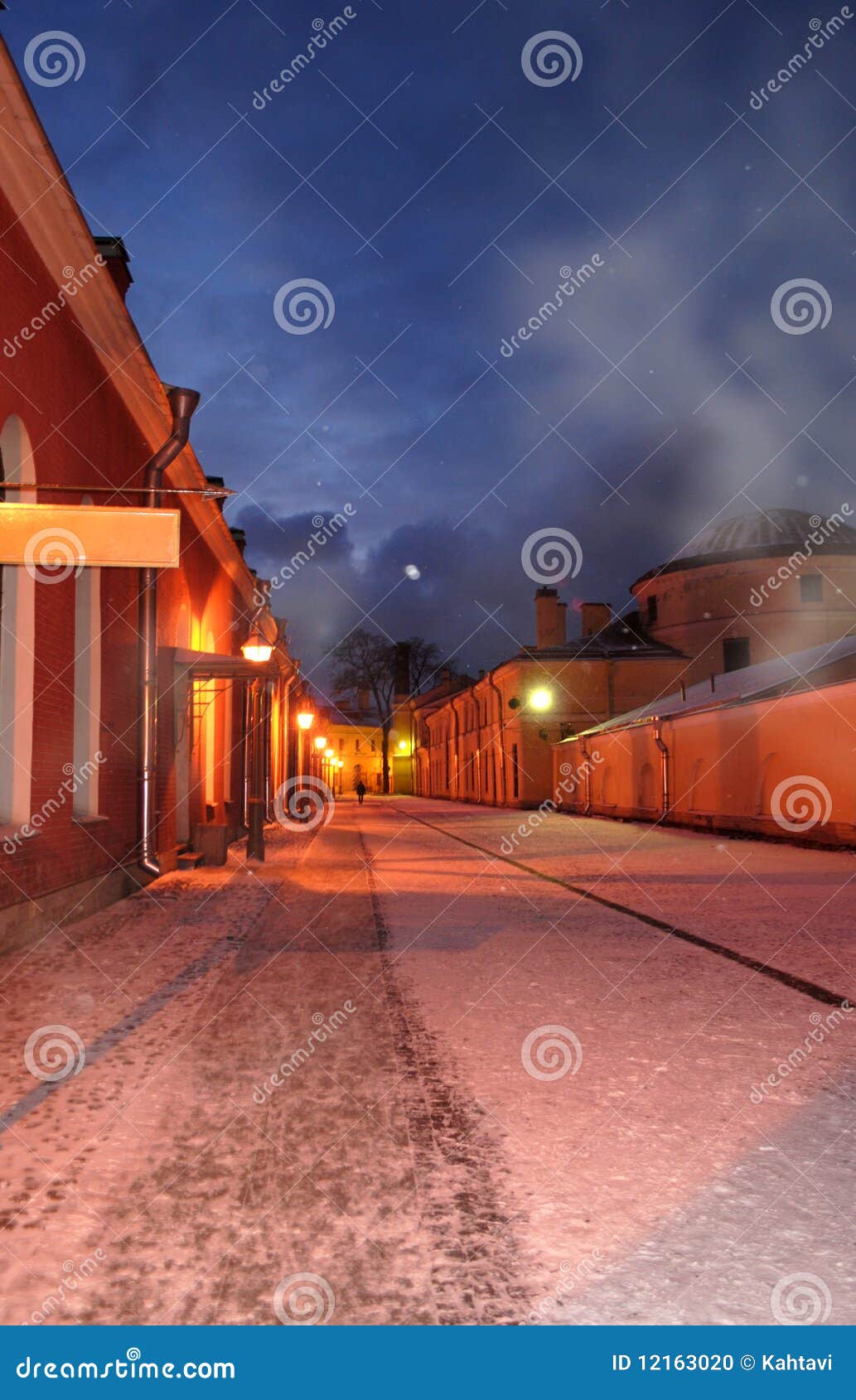 Winter night street stock photo. Image of streetlight - 12163020