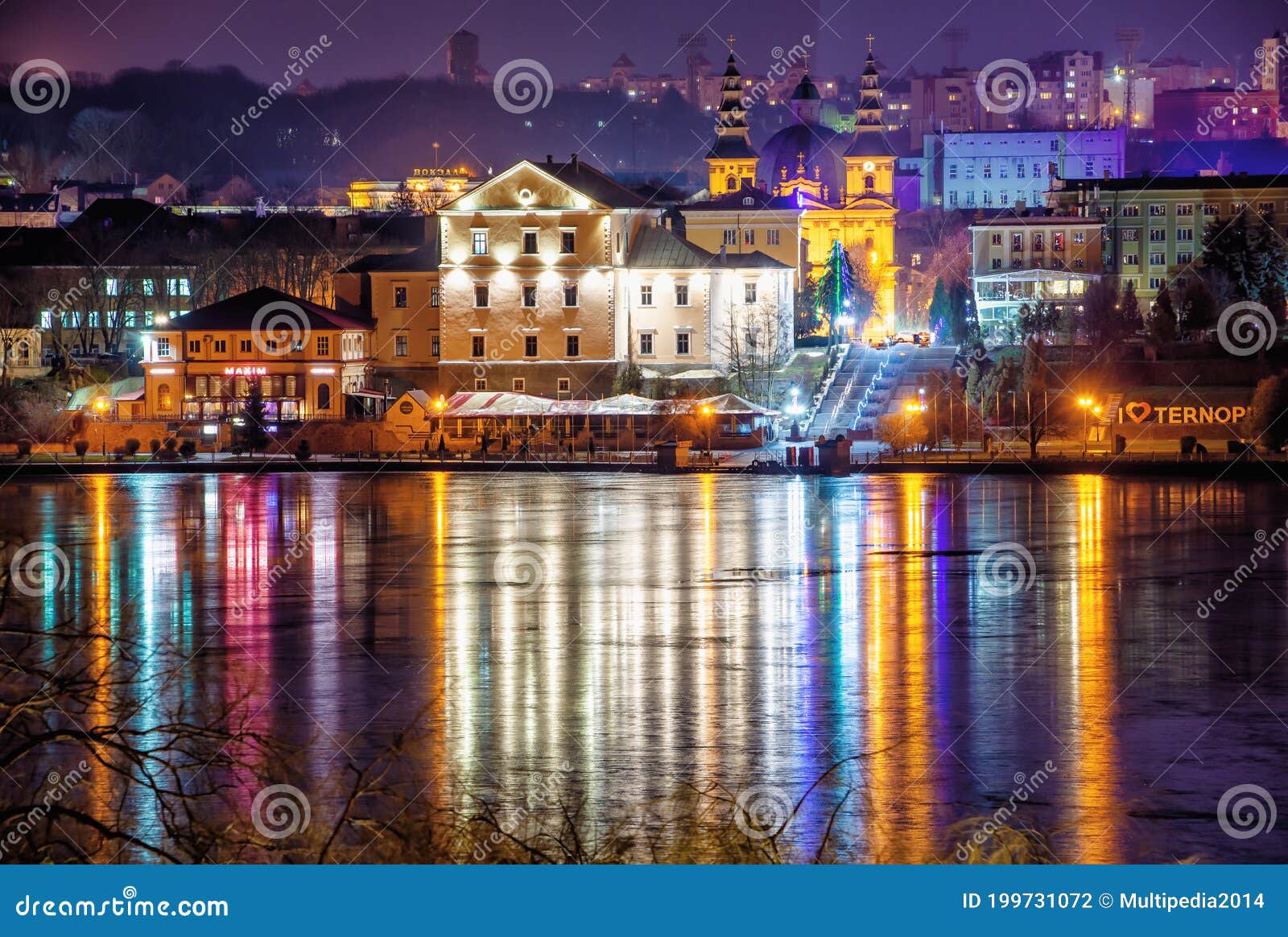 Winter Night in Ternopil, Ukraine Editorial Photography - Image of ...