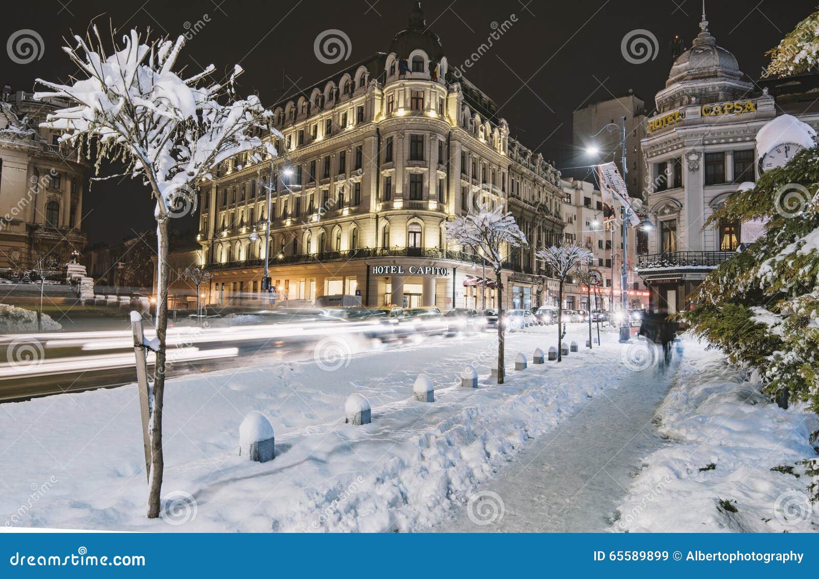 Winter Nightscape in Bucharest Editorial Stock Image - Image of city ...