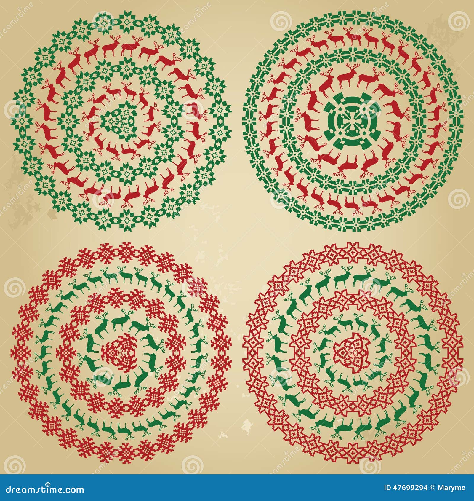 Winter Nordic Round Pattern Borders in Collection Stock Vector ...