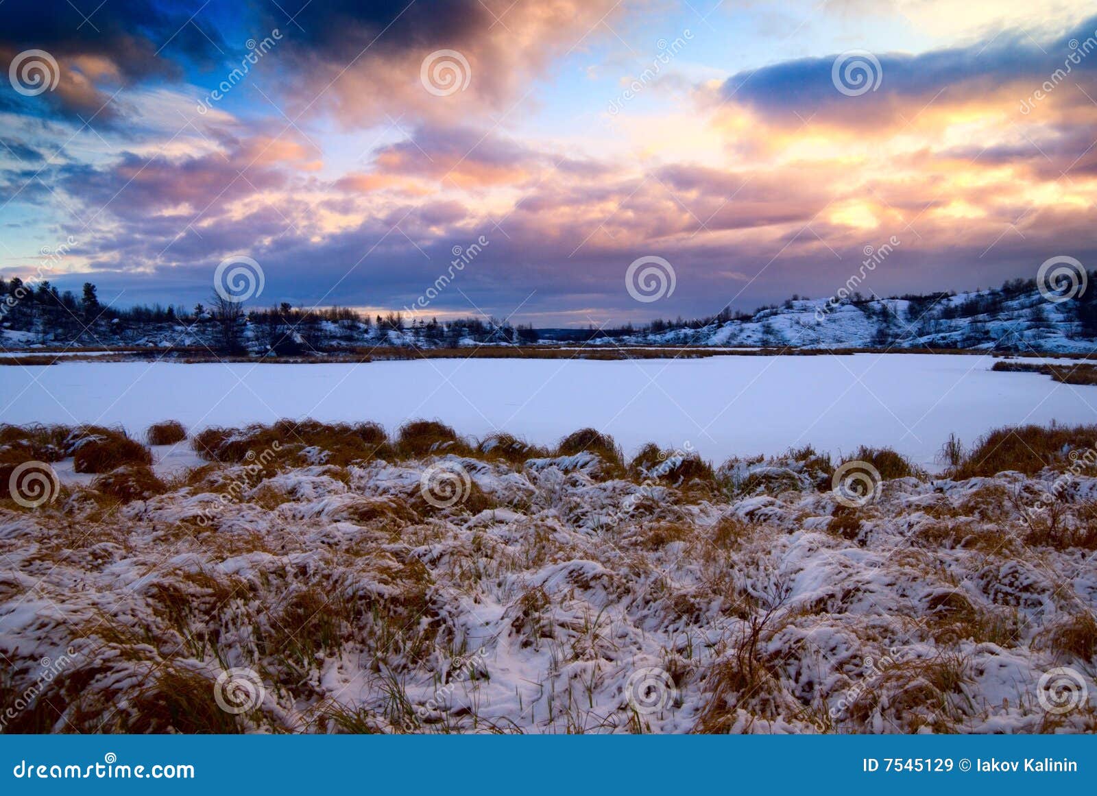 Winter north lake stock image. Image of grass, frosty - 7545129