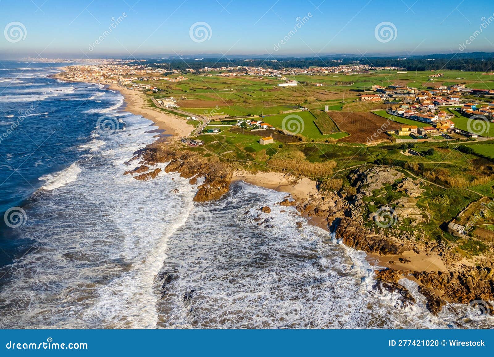 Ocean Cliff View, Green Fields Stock Photo - Image of sithonia, rocky ...