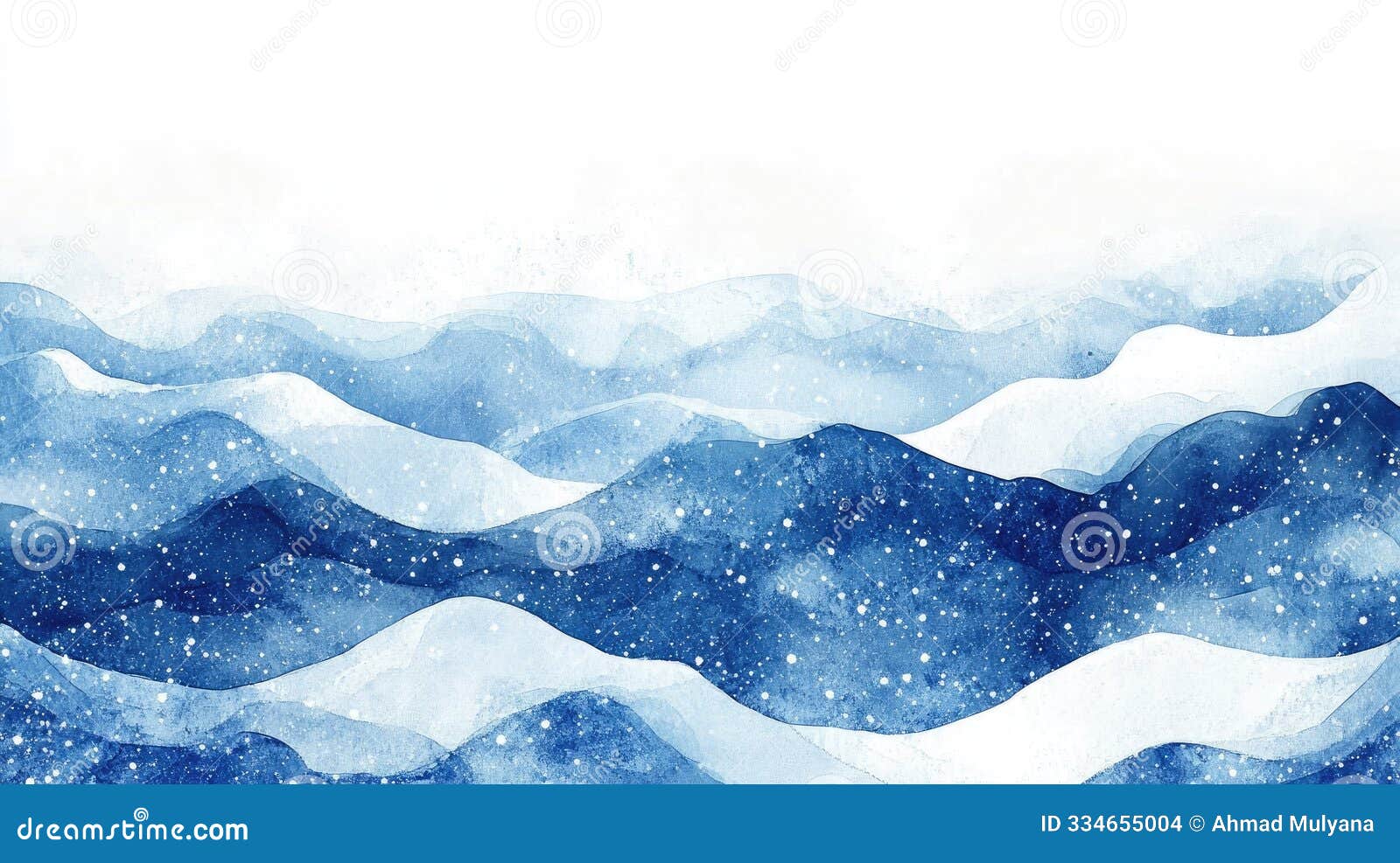 Winter Ocean Waves Watercolor, White Snow Abstract Background Stock ...