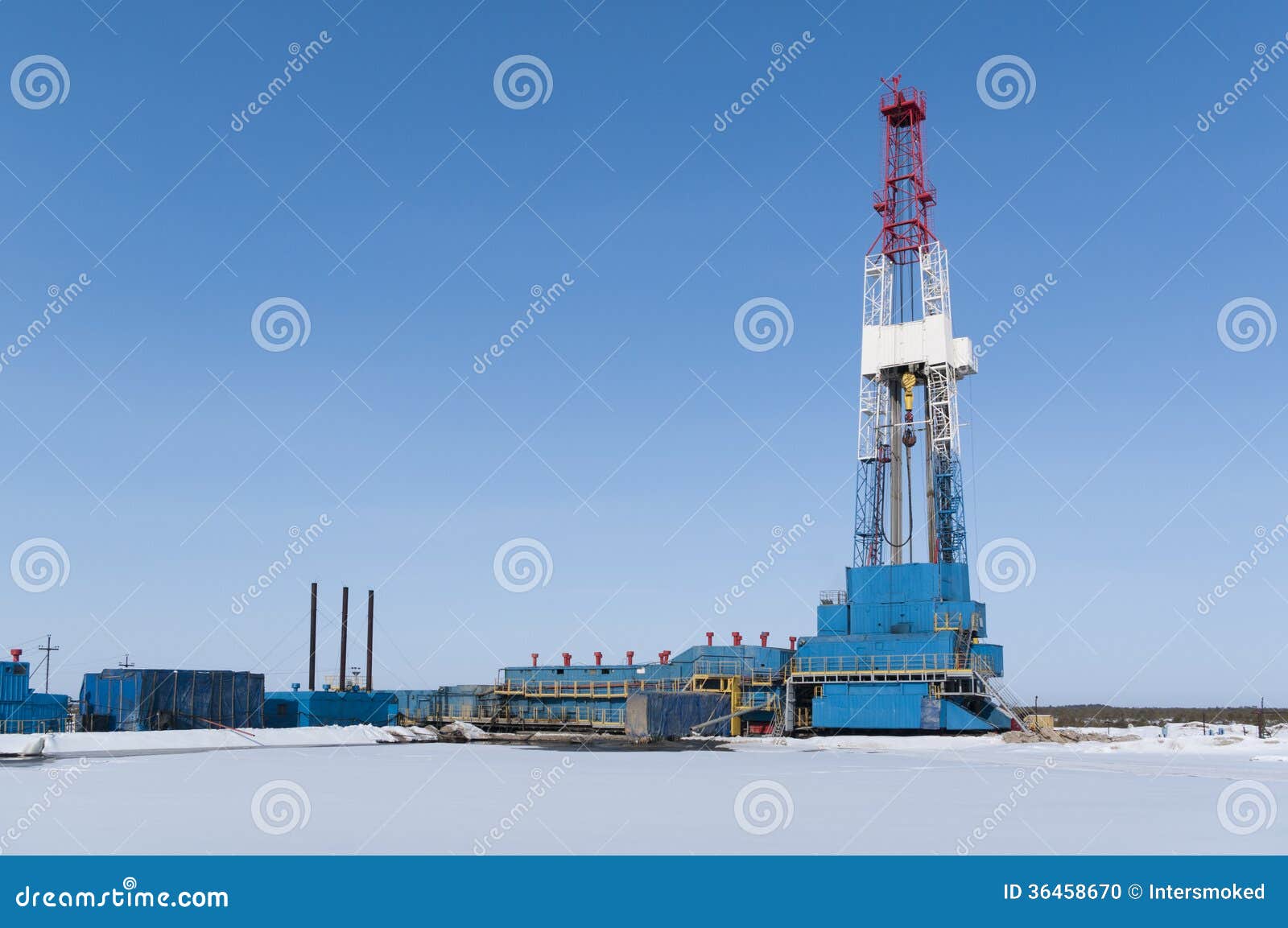 Winter oil rig stock photo. Image of blue, pipeline, industrial - 36458670