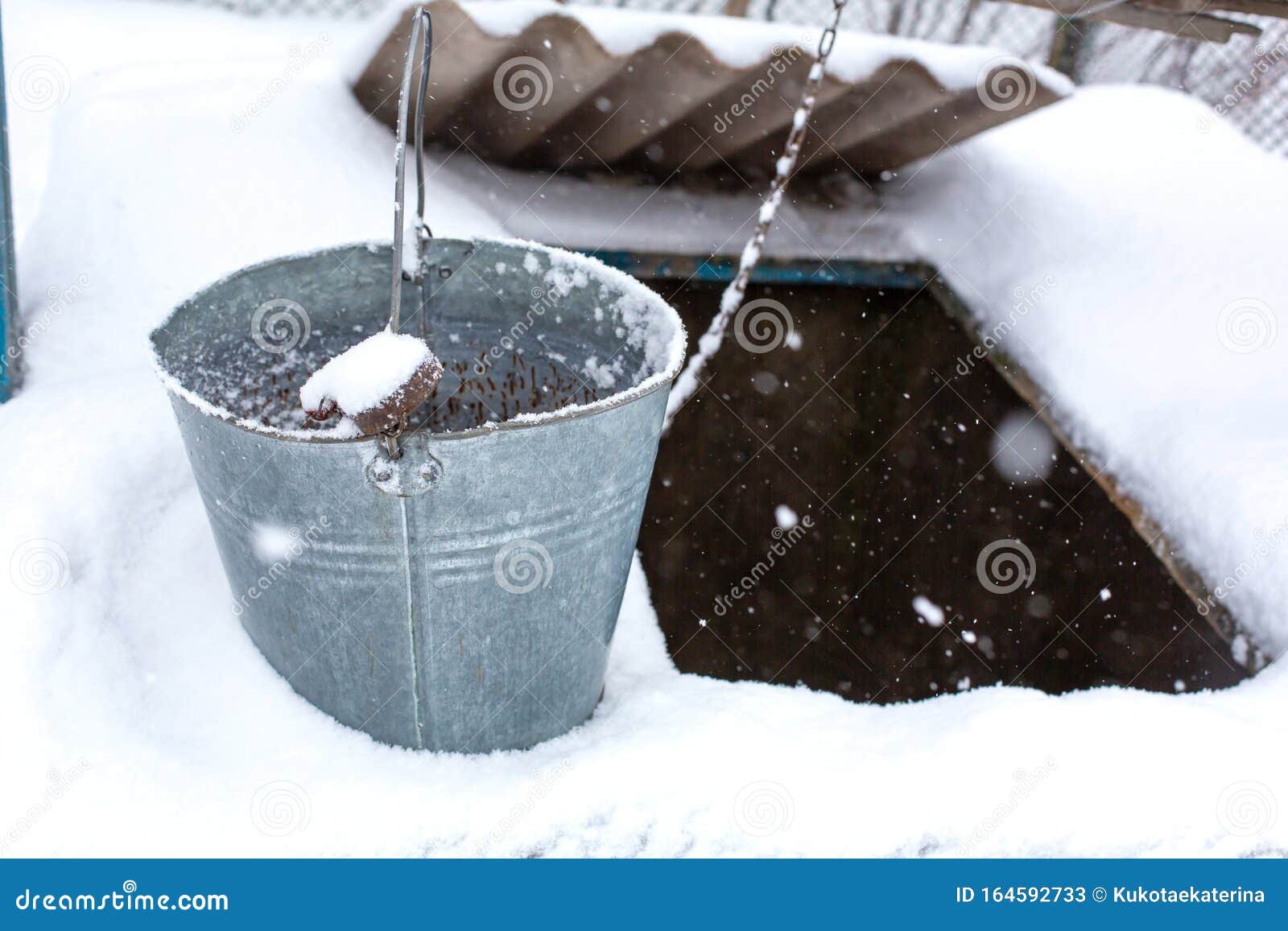 Winter. an Old Water Well is Covered in Snow Stock Image - Image of ...