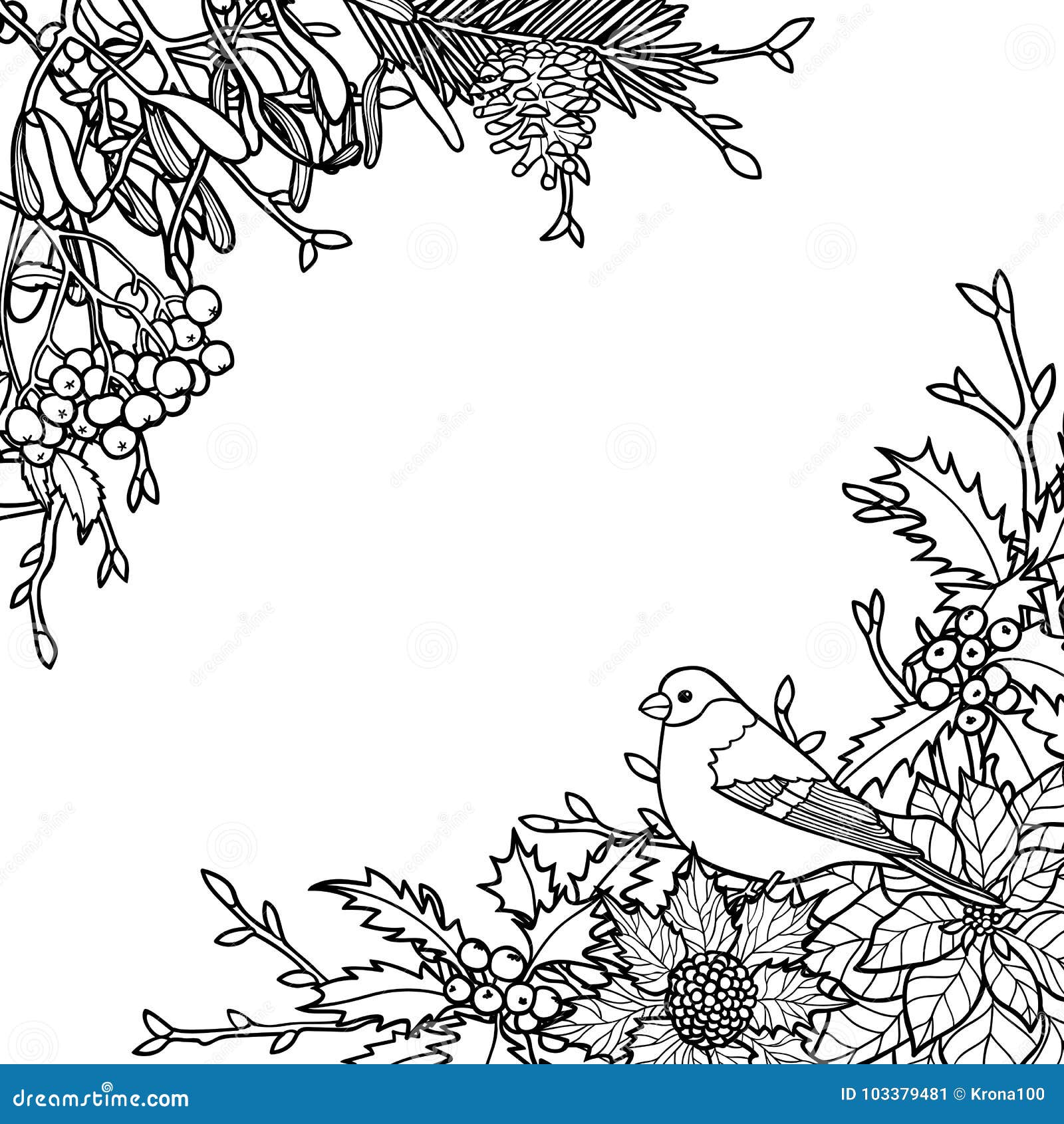 Winter Outline Composition stock vector. Illustration of corner - 103379481