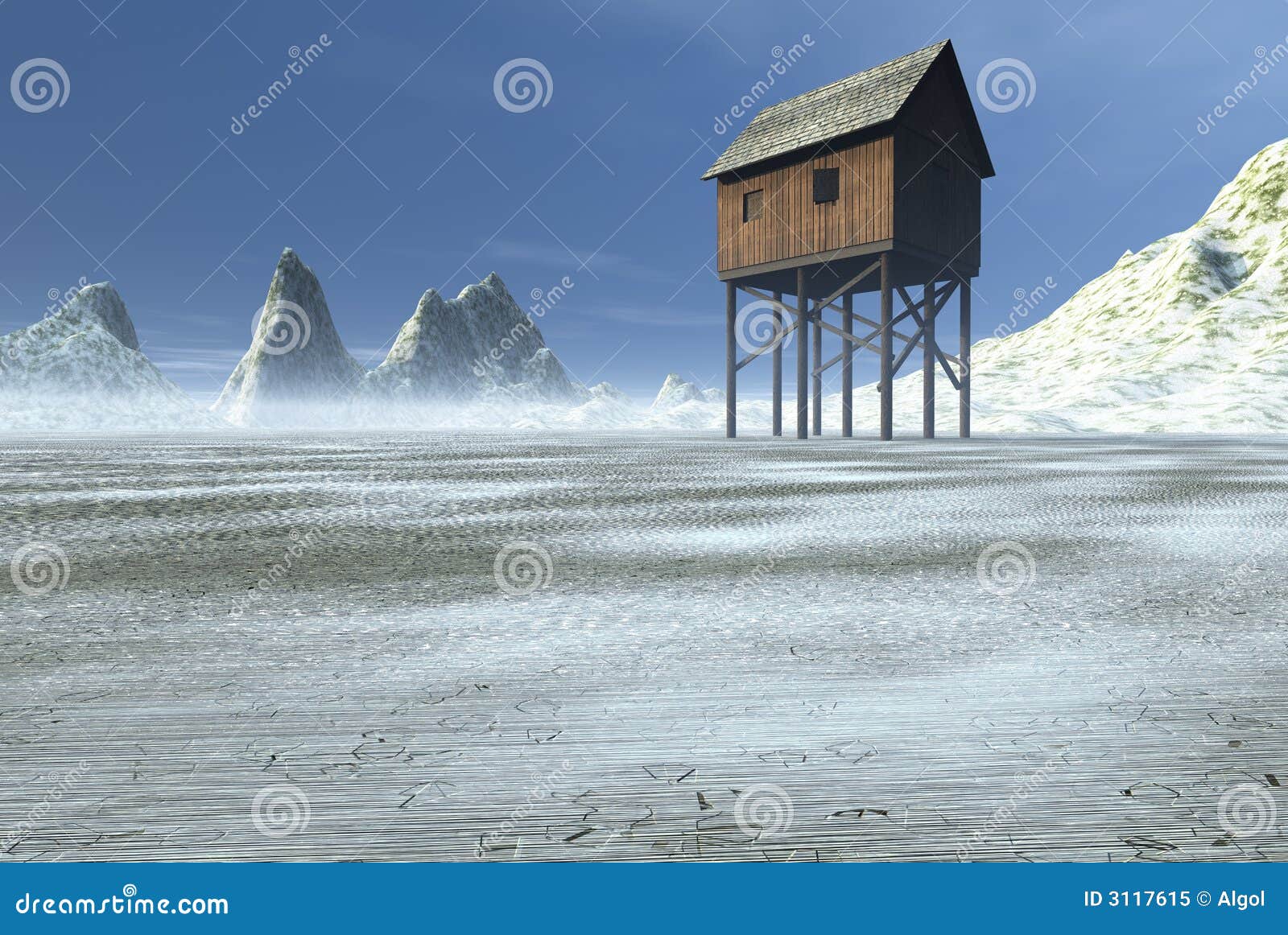 Winter Outpost stock illustration. Illustration of mountains - 3117615