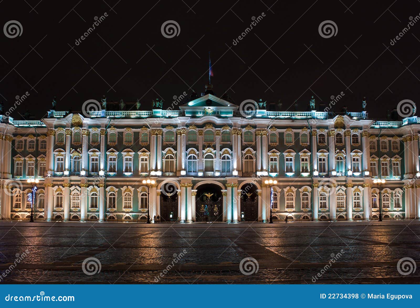 Winter Palace at Night, Russia Stock Photo - Image of travel, built ...