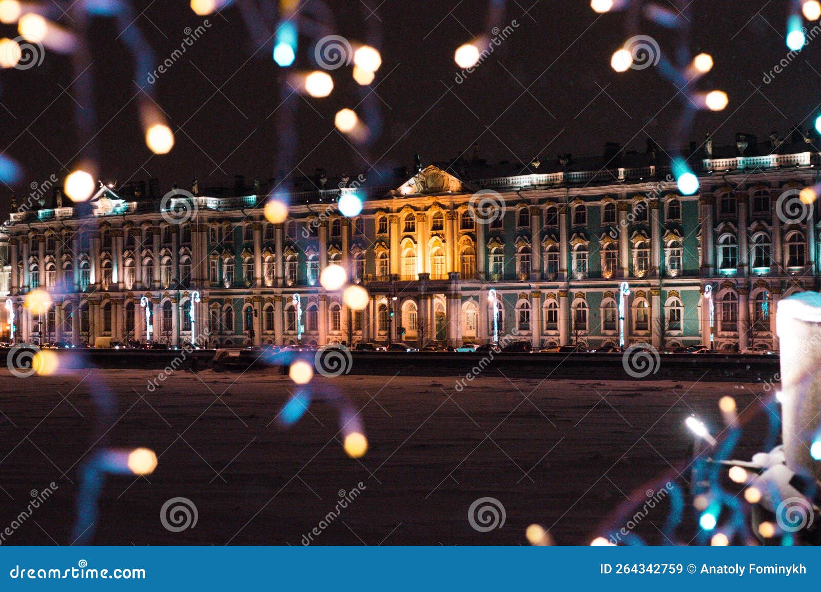 Winter Palace at Winter Time and New Yaer Decorations Stock Image ...