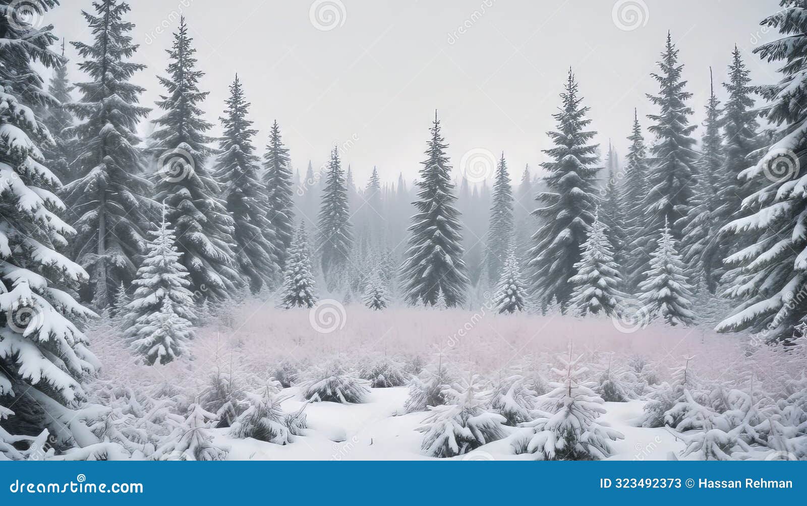 Winter Panorama of Spruce Tree Forest Covered Stock Illustration ...