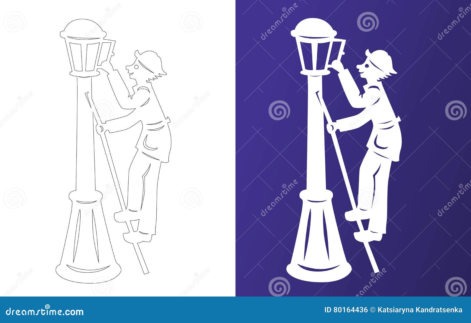 Winter Paper Cut. Lamplighter. Wycinanka. Stock Vector - Illustration ...