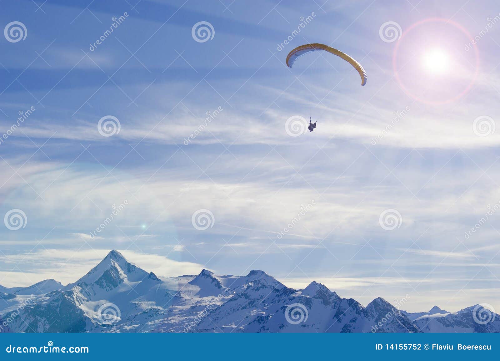 Winter Paragliding in Alps Mountains Stock Photo - Image of parachute ...
