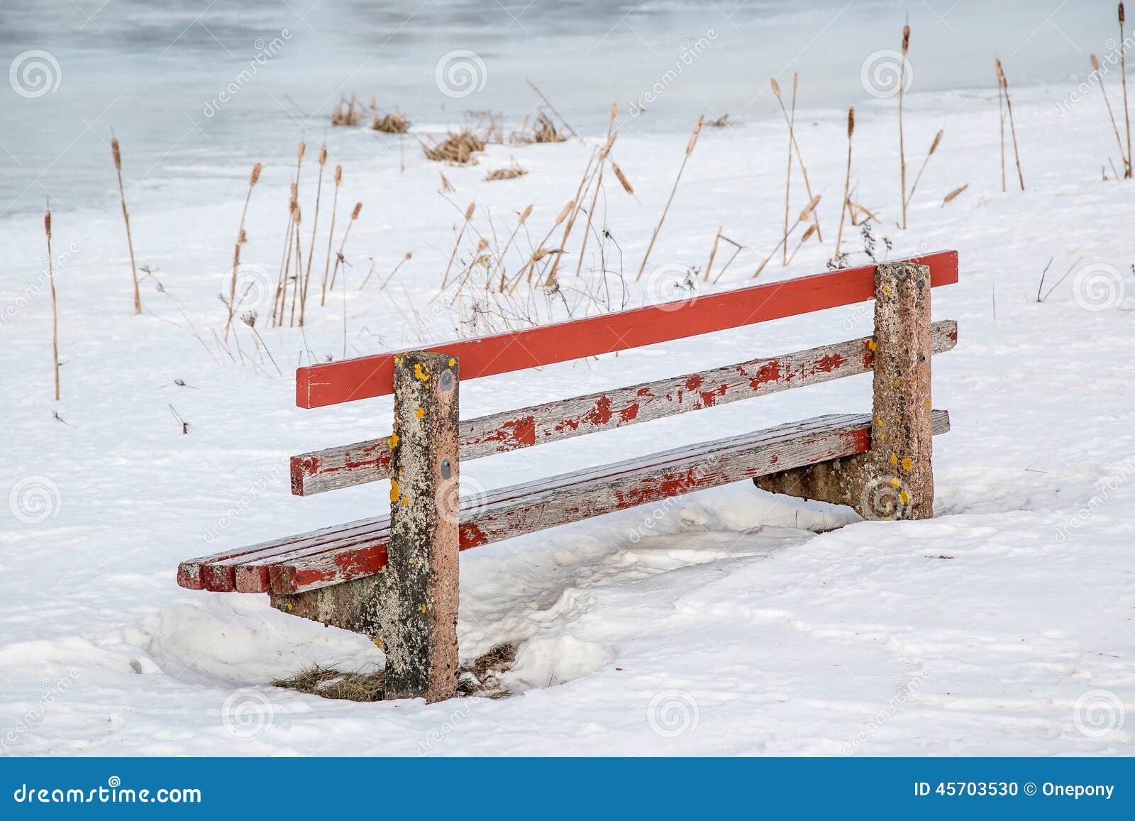 Winter Park Bench stock photo. Image of water, standing - 45703530