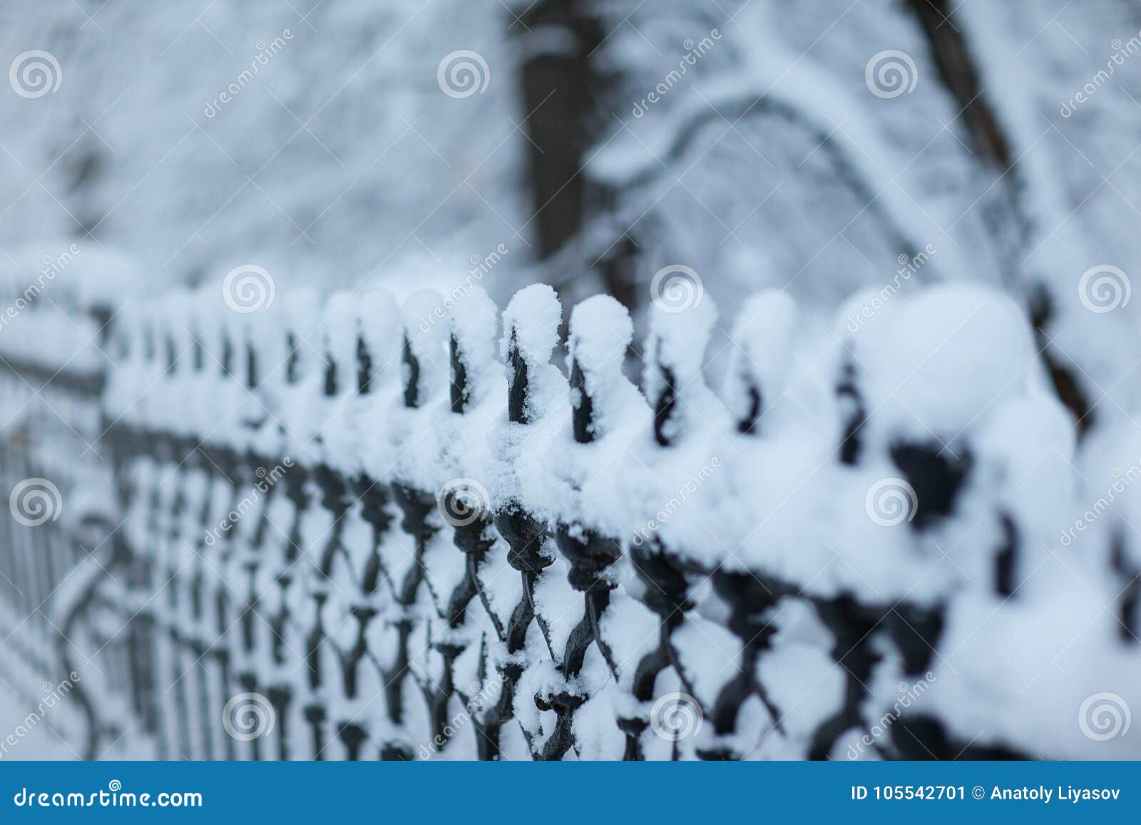 Winter Park with a Curb Covered with Snow Stock Image - Image of blue ...